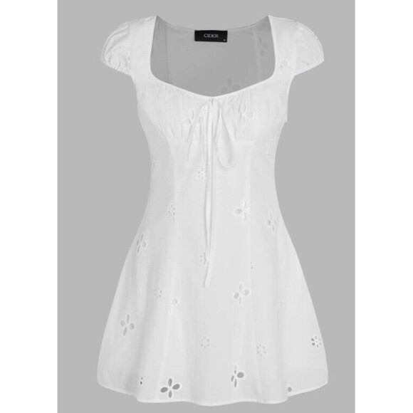 Cider | Dresses | Cider Large Floral Hollow Out Knotted Mini Dress ...